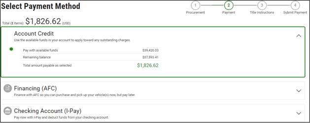 How do I pay with account credit?