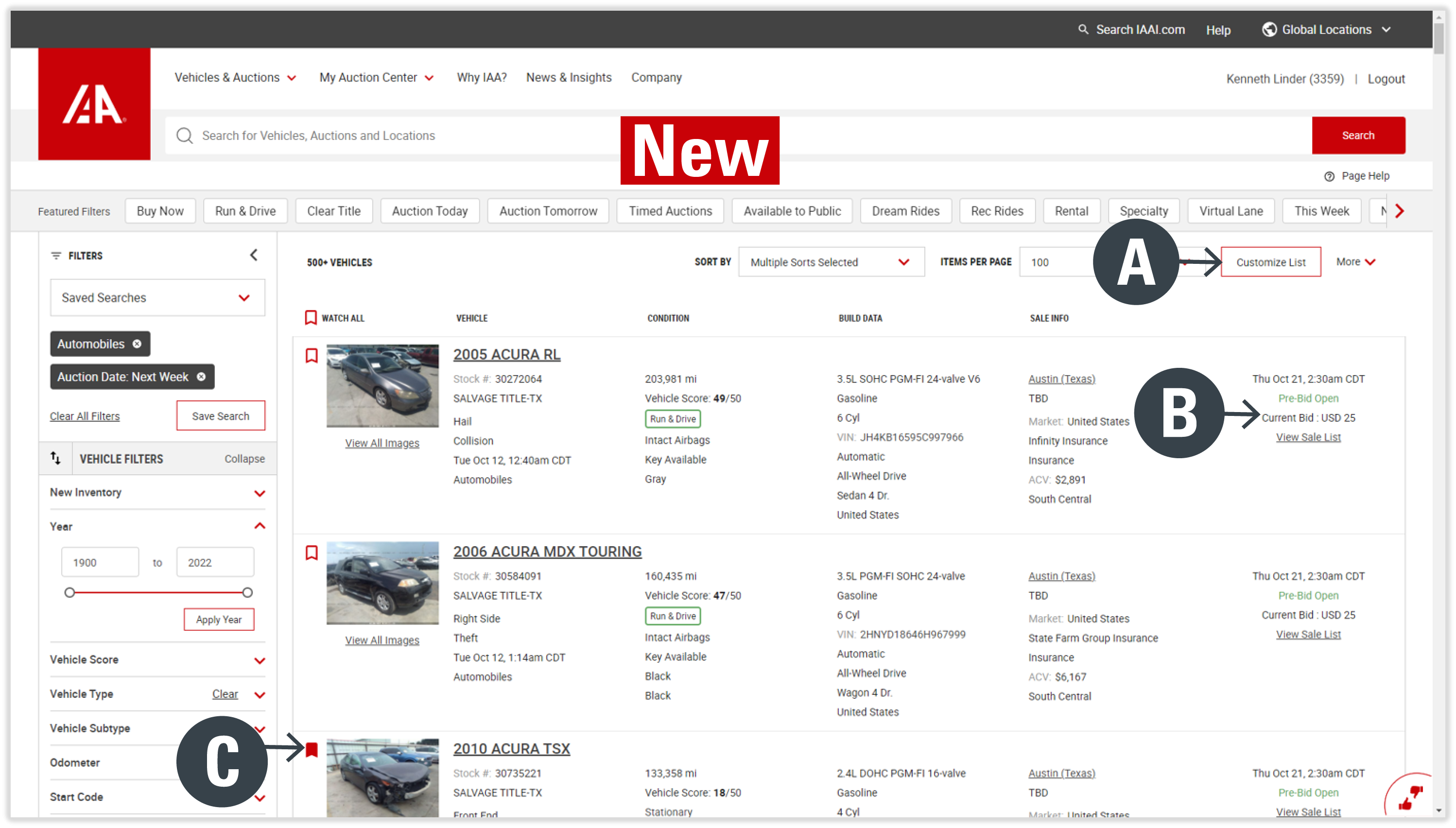 IAA Vehicle Search - New Features, Enhancements and Updates