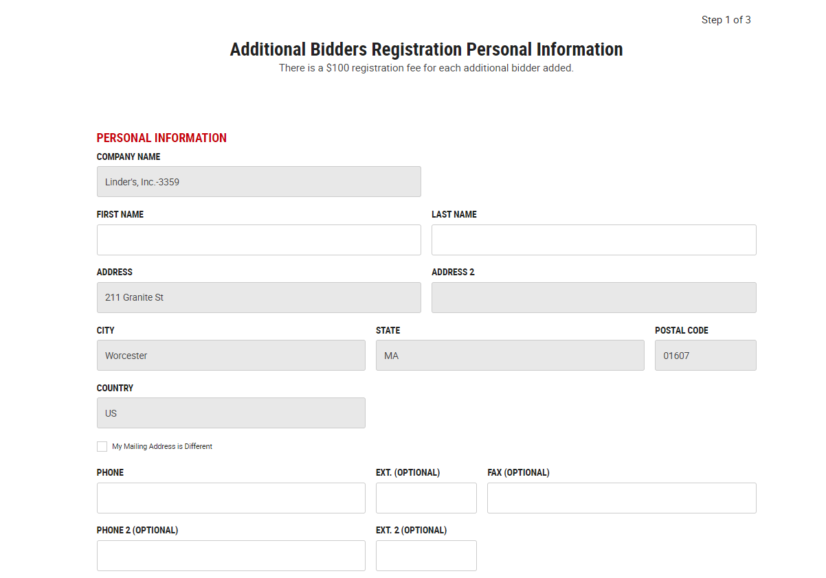 How do I add or remove additional bidders from my account?