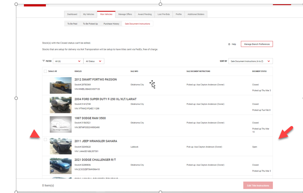 Sale Document Instructions