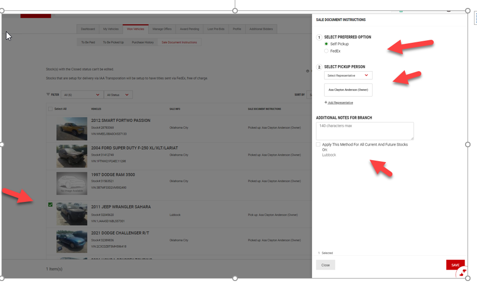 Sale Document Instructions