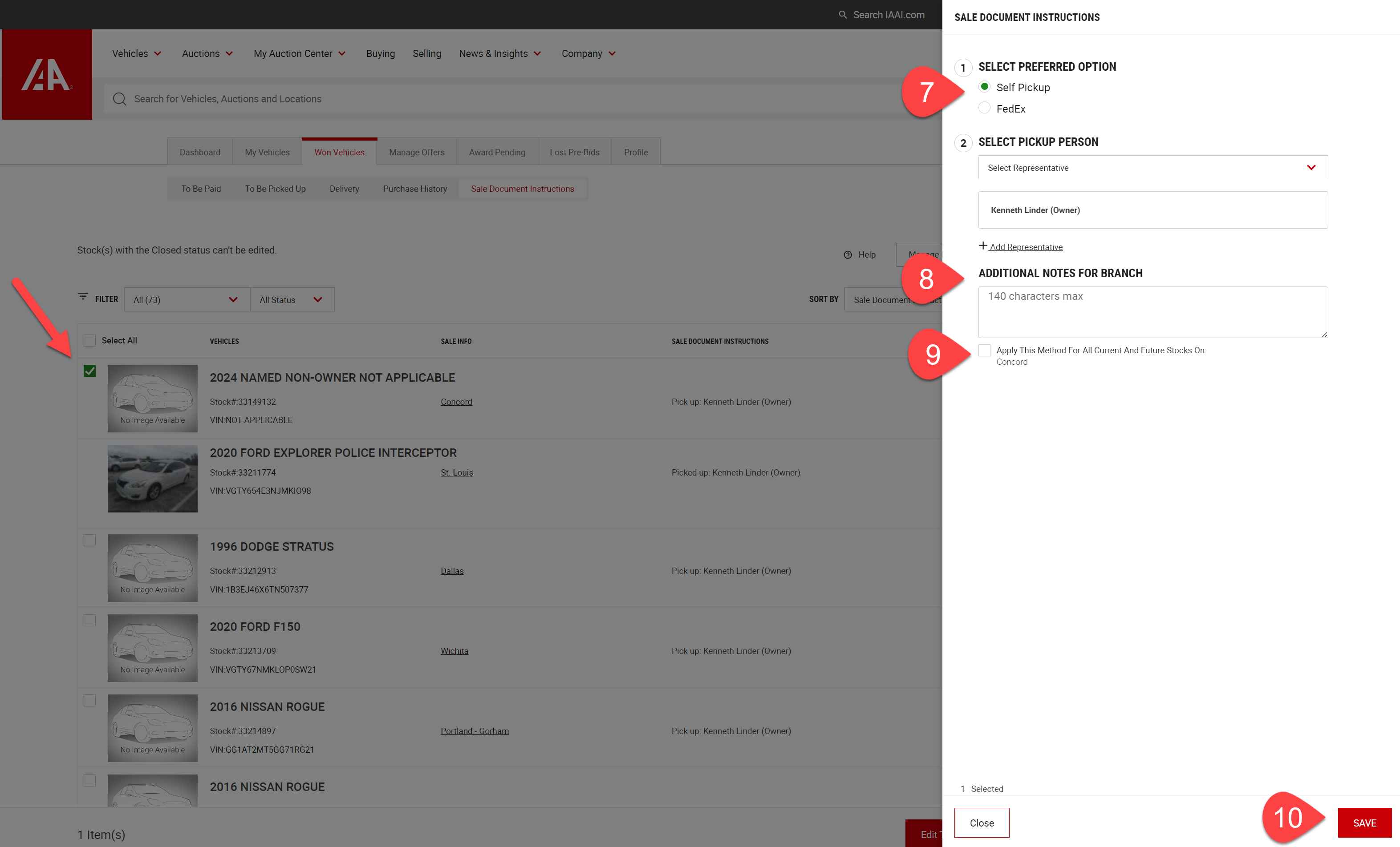 Sale Document Instructions